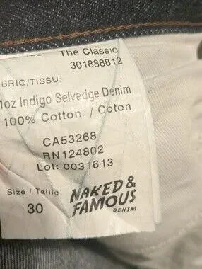 Naked & Famous Denim | Jeans | Womens Naked And Famous 1oz Indigo ...